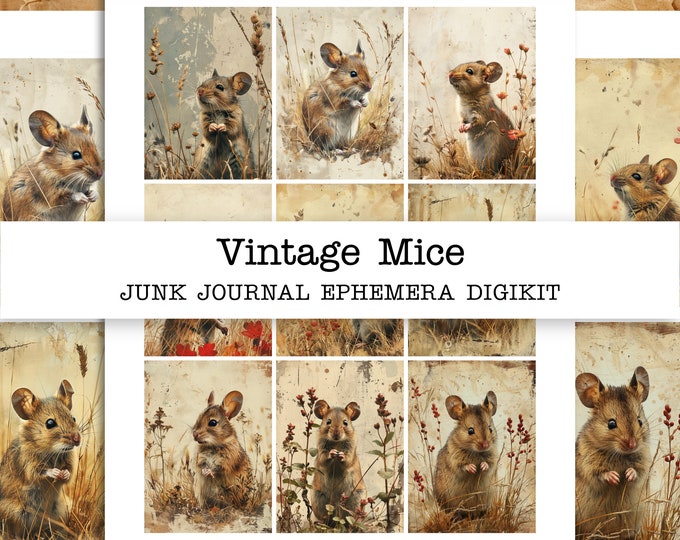 Handmade Junk Journal Mice & Mushrooms Theme Soft Cover Journal Vintage ...
