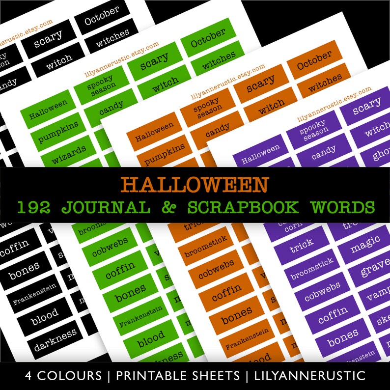 Halloween Words Digital Printable Halloween Quotes / Phrases for ...