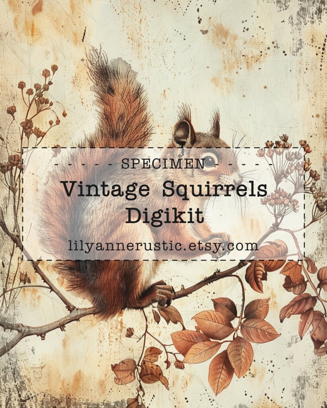 Vintage Squirrel Digikit Junk Journal Woodland Paper Ephemera Kit ...