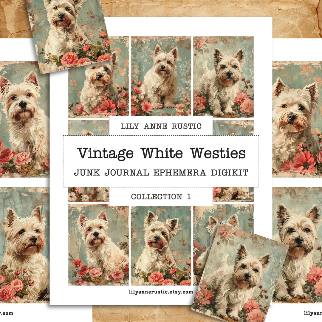 Dog Junk Journal Printable Vintage Westies Scrapbook Paper Journal ...