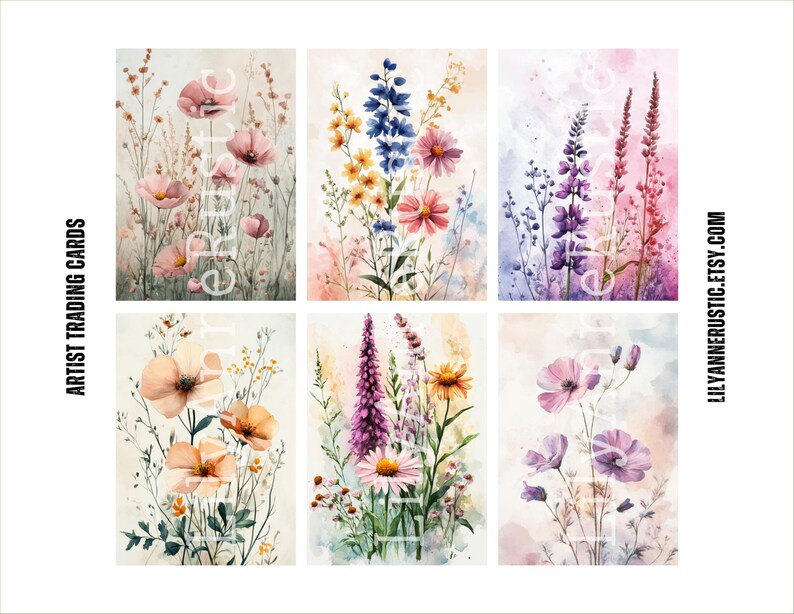 ATC Cards Digital, ATC Backgrounds, Artist Trading Card Template ...