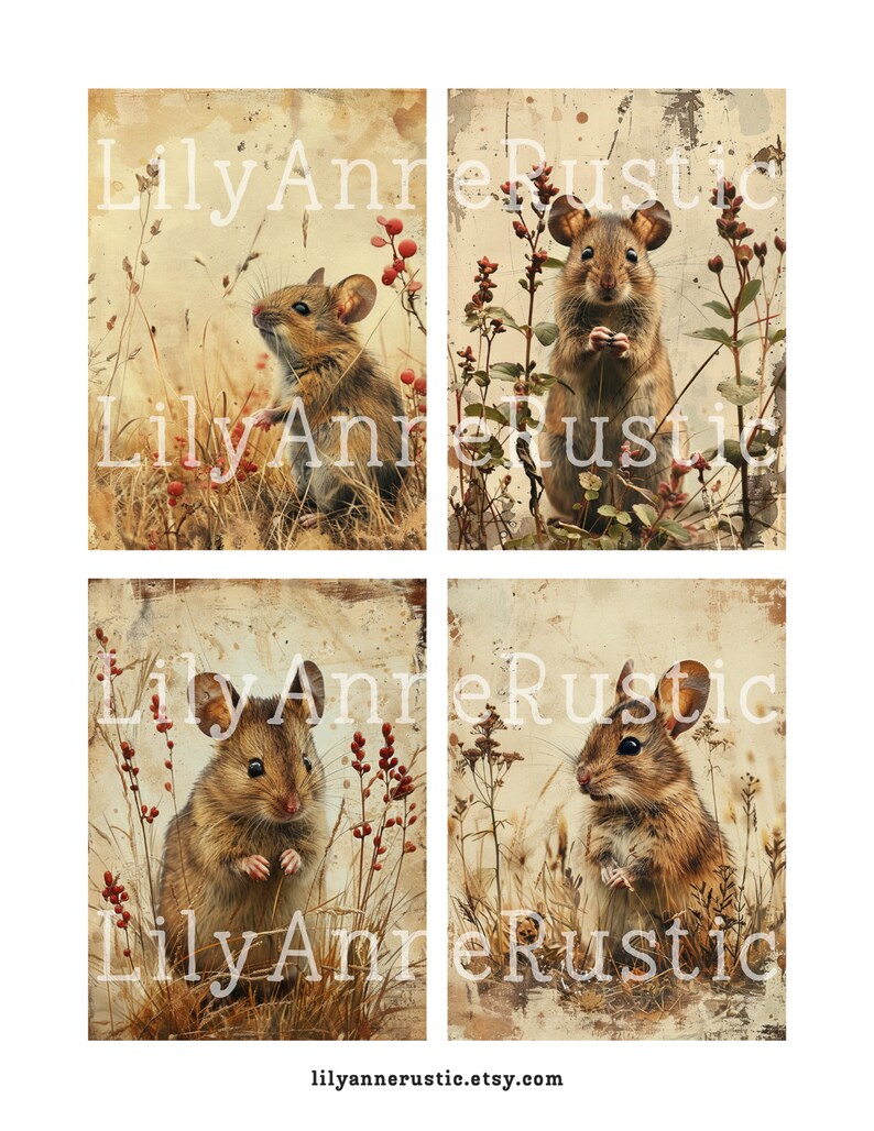 Mice Junk Journal Clip Art Images Scrapbook Ephemera Printable Digital ...