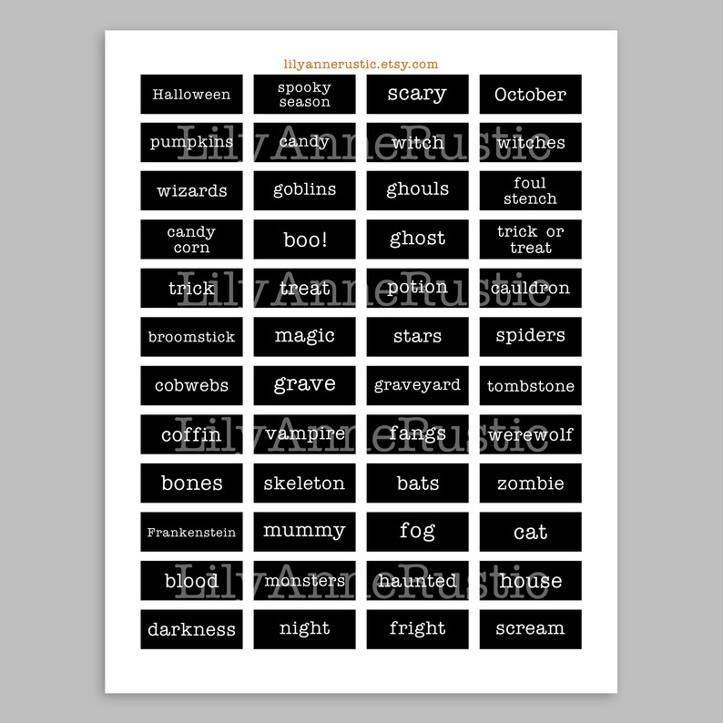 Halloween Words Digital Printable Halloween Quotes / Phrases for ...