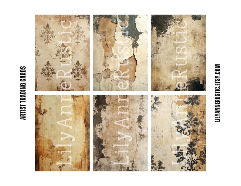 Old Grunge ATC Card Backgrounds Artist Trading Cards Instant Download ...