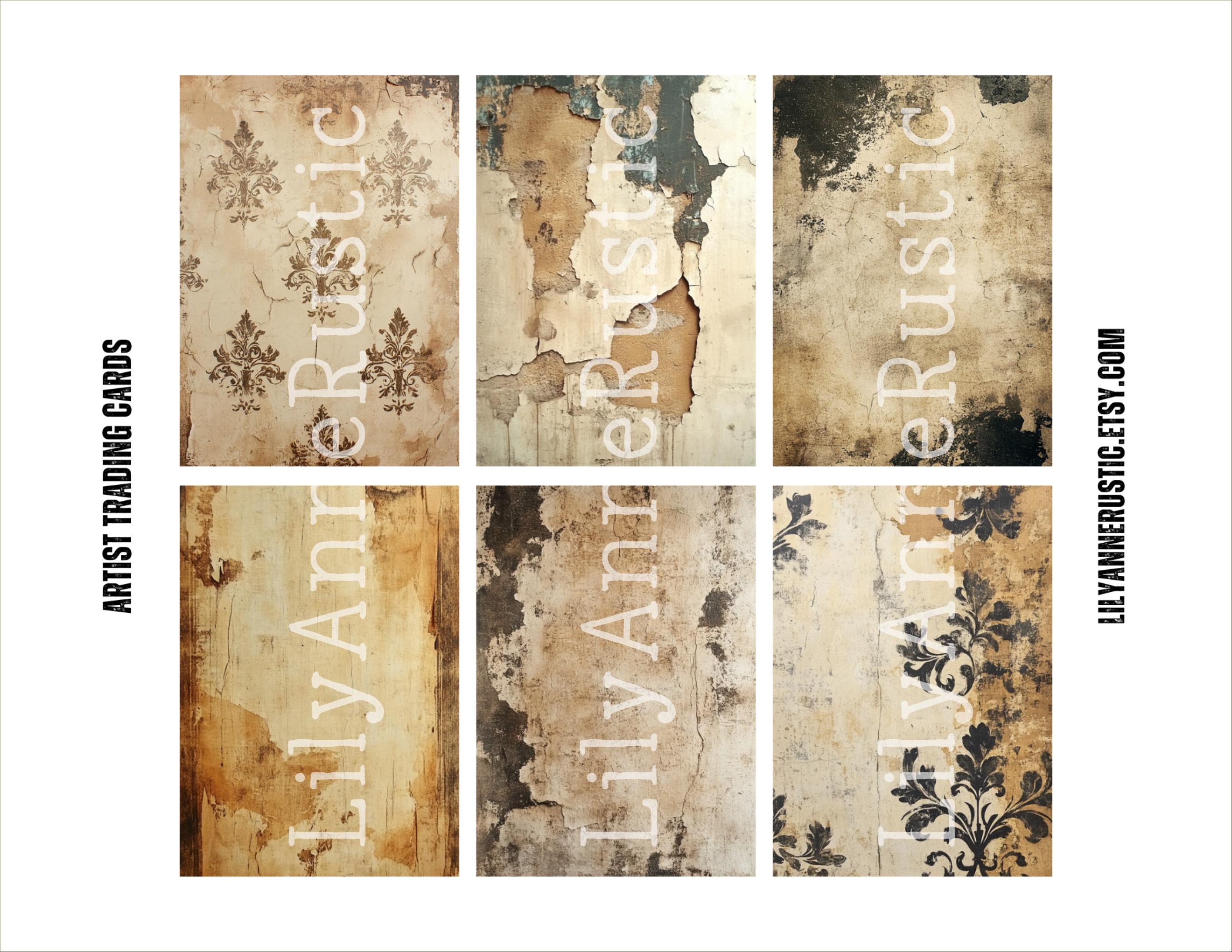 Old Grunge ATC Card Backgrounds Artist Trading Cards Instant Download ...