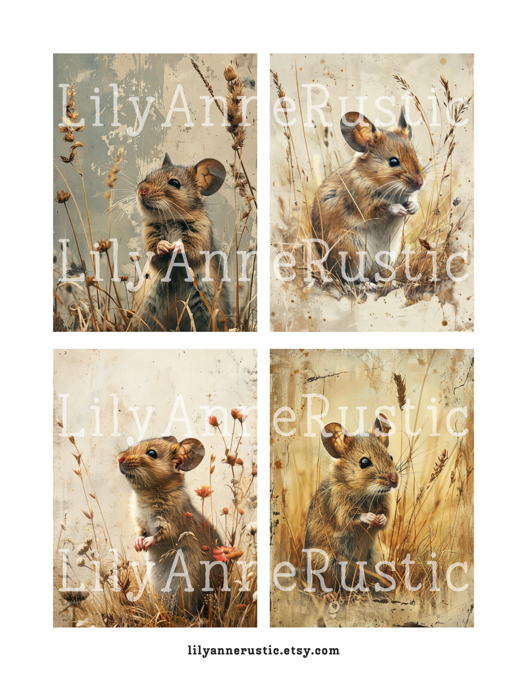 Mice Junk Journal Clip Art Images Scrapbook Ephemera Printable Digital ...