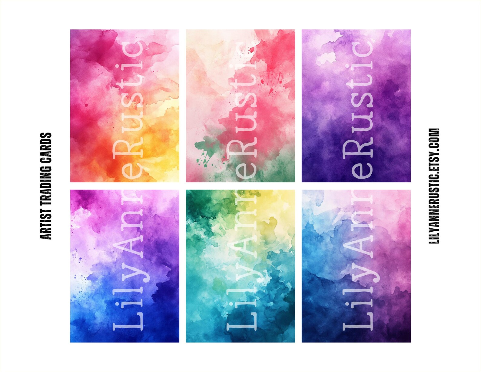 ATC Cards Digital, ATC Backgrounds, Artist Trading Card Template ...