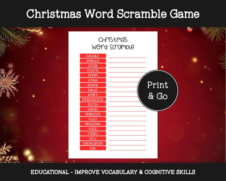 Christmas Word Scramble Printable Game, Kids Christmas Activities ...