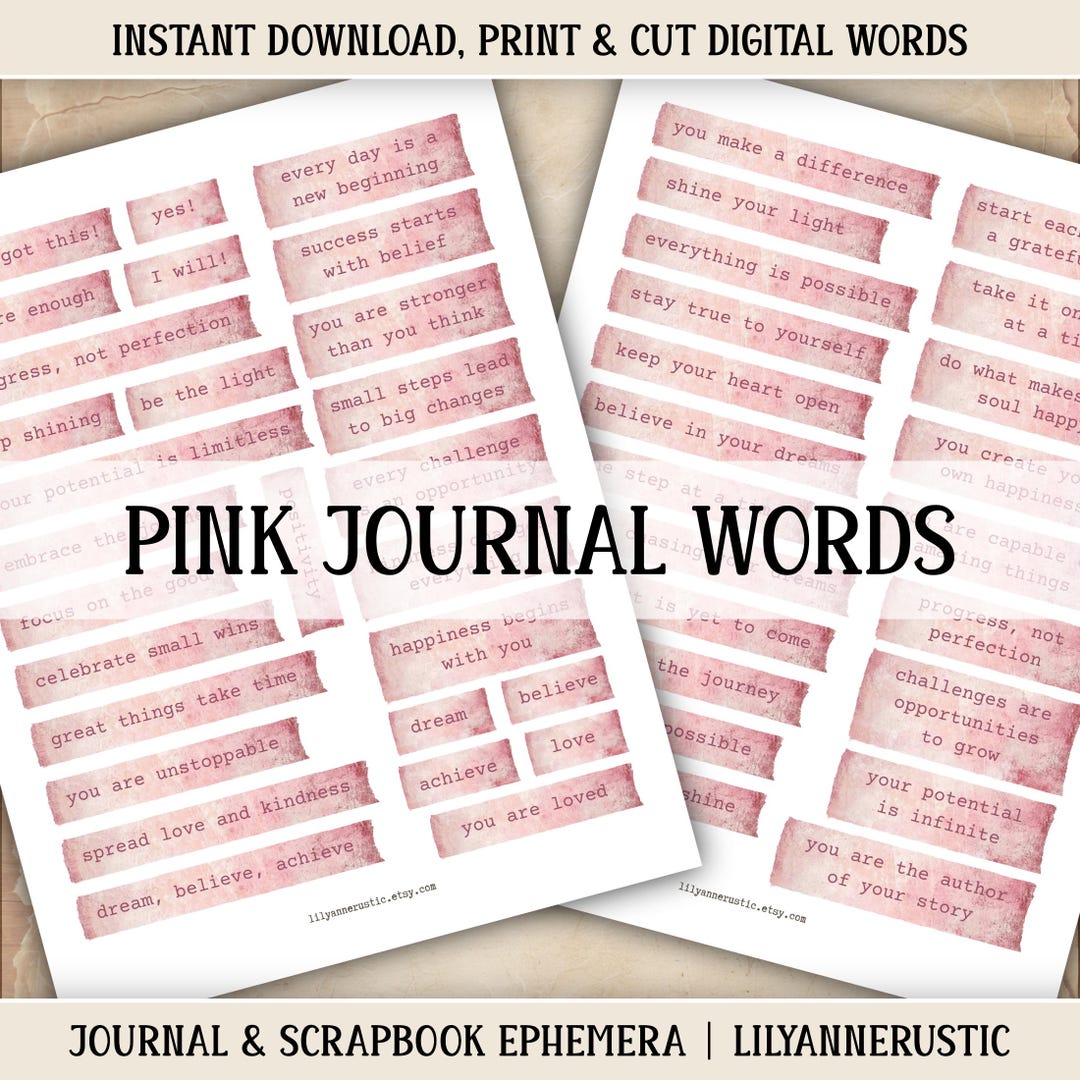 Junk Journal Words Printable Digital Words Positive Phrases ...