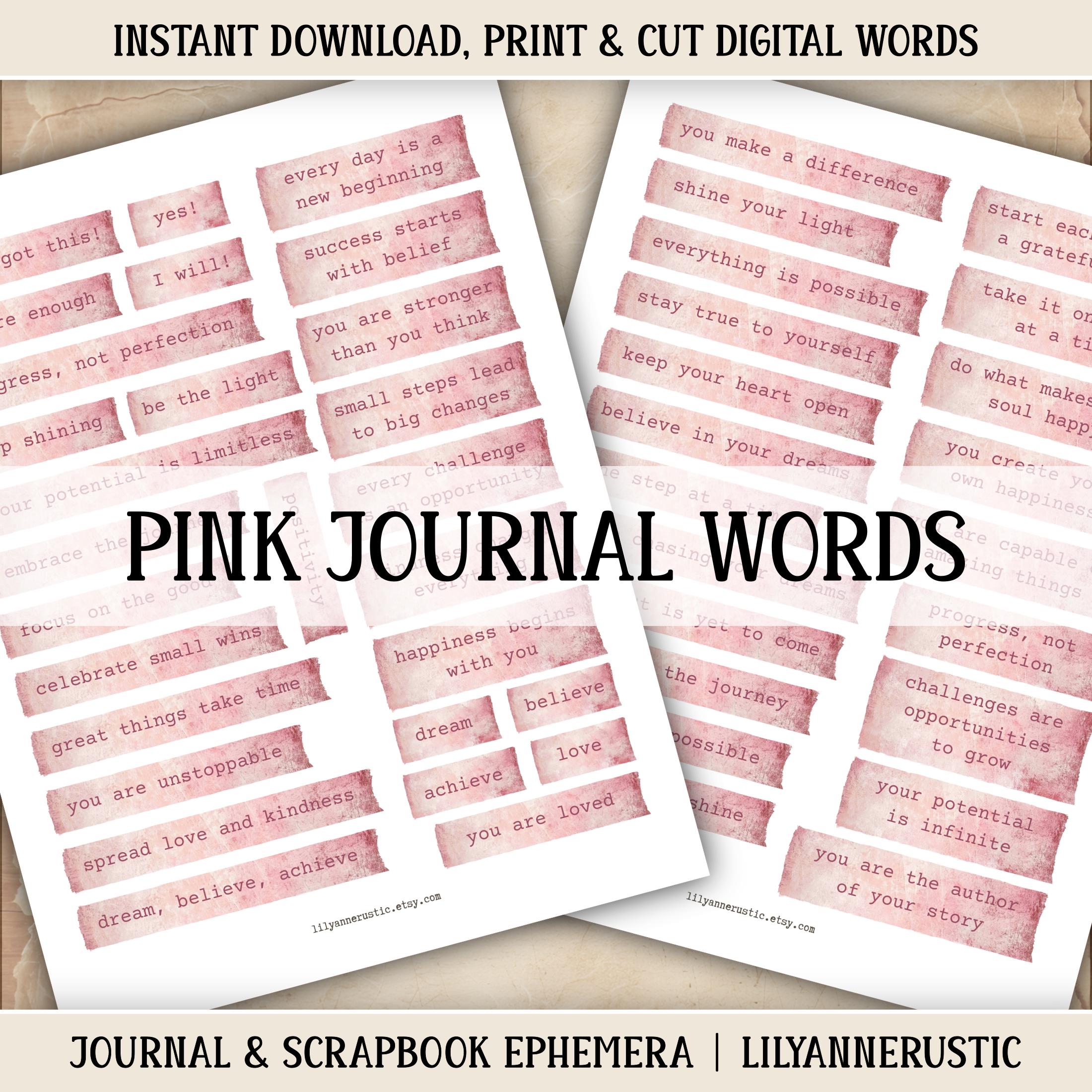 Junk Journal Words Printable Digital Words Positive Phrases ...