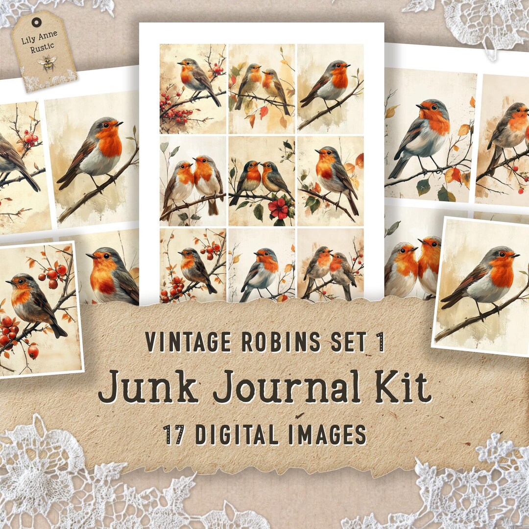 Robin Junk Journal Digital Vintage Bird Images Vintage Printable Robin ...