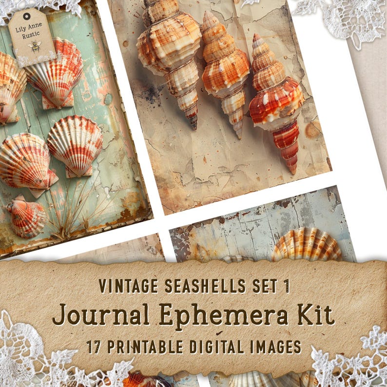 Seashell Junk Journal Printable Beach Ephemera Vintage Scrapbooking ...