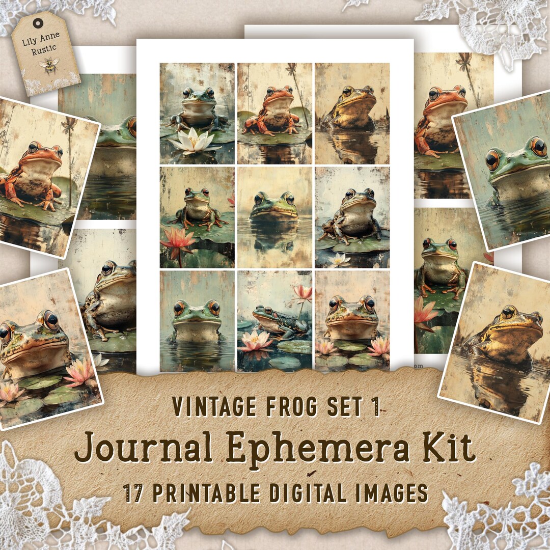 Frog Junk Journal Printable Nature Ephemera Vintage Scrapbooking Paper ...