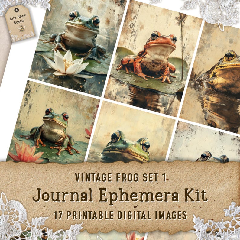 Frog Junk Journal Printable Nature Ephemera Vintage Scrapbooking Paper ...