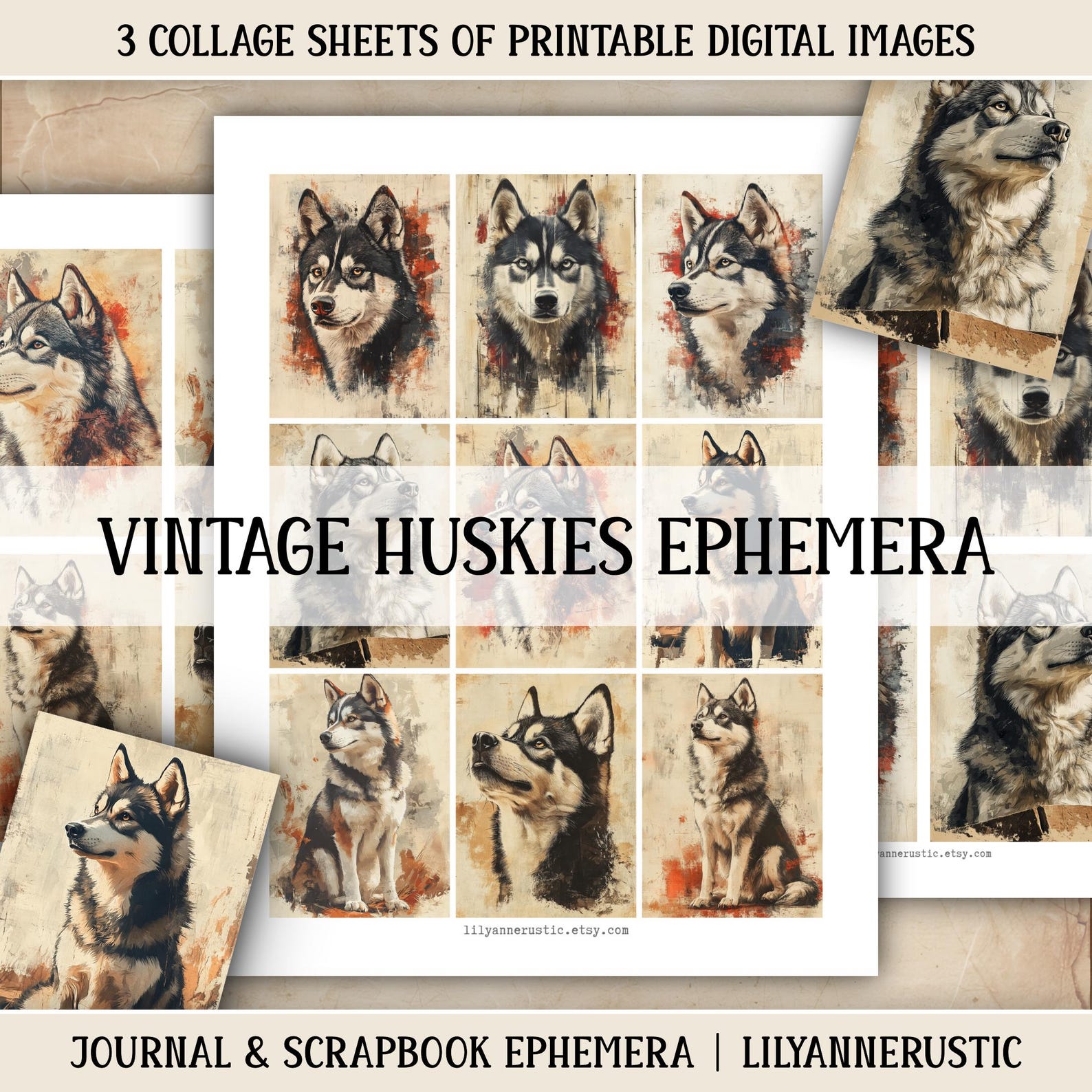 Husky Junk Journal Kit Vintage Ephemera Husky Digital Download ...
