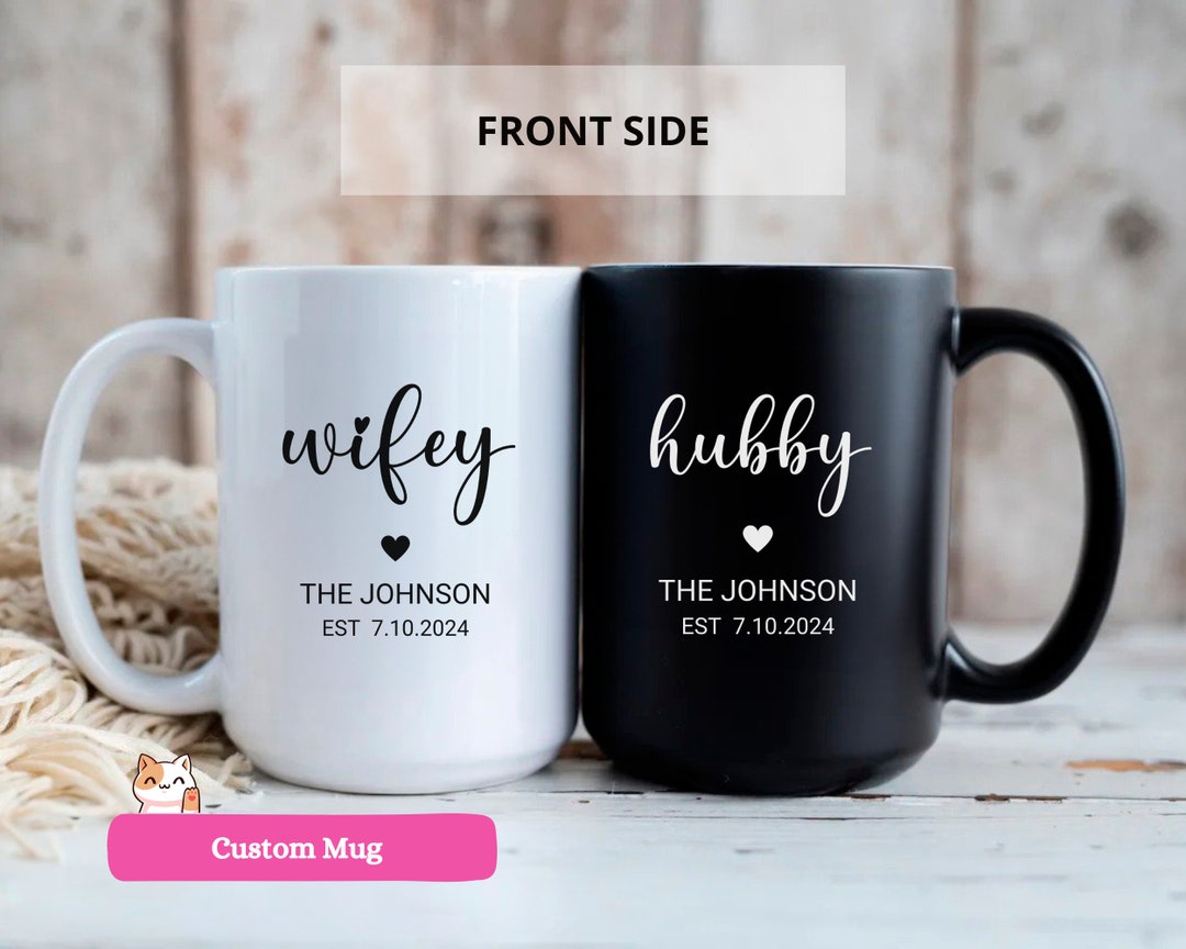 Mr Mrs Mugs, Hubby Wifey Custom Couple Coffee Mug, Unique Wedding Gift ...