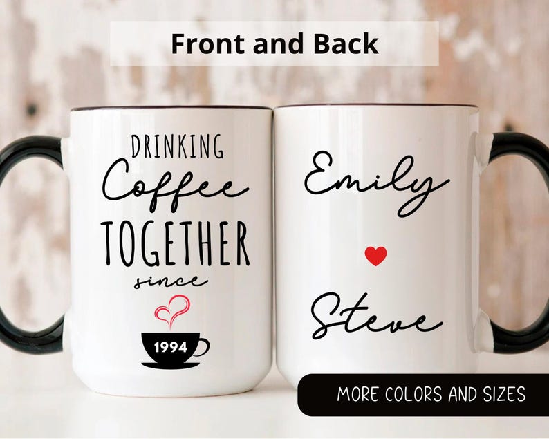 30th Anniversary Coffee Mug Set, Custom Couple Names, Since 1994 - Etsy