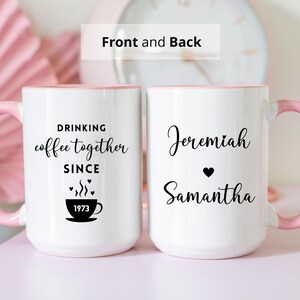 Drinking Coffee Together Since Couple Name Mug,custom Anniversary Gift ...
