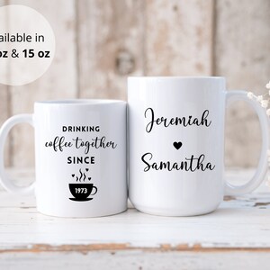 Drinking Coffee Together Since Couple Name Mug,custom Anniversary Gift ...