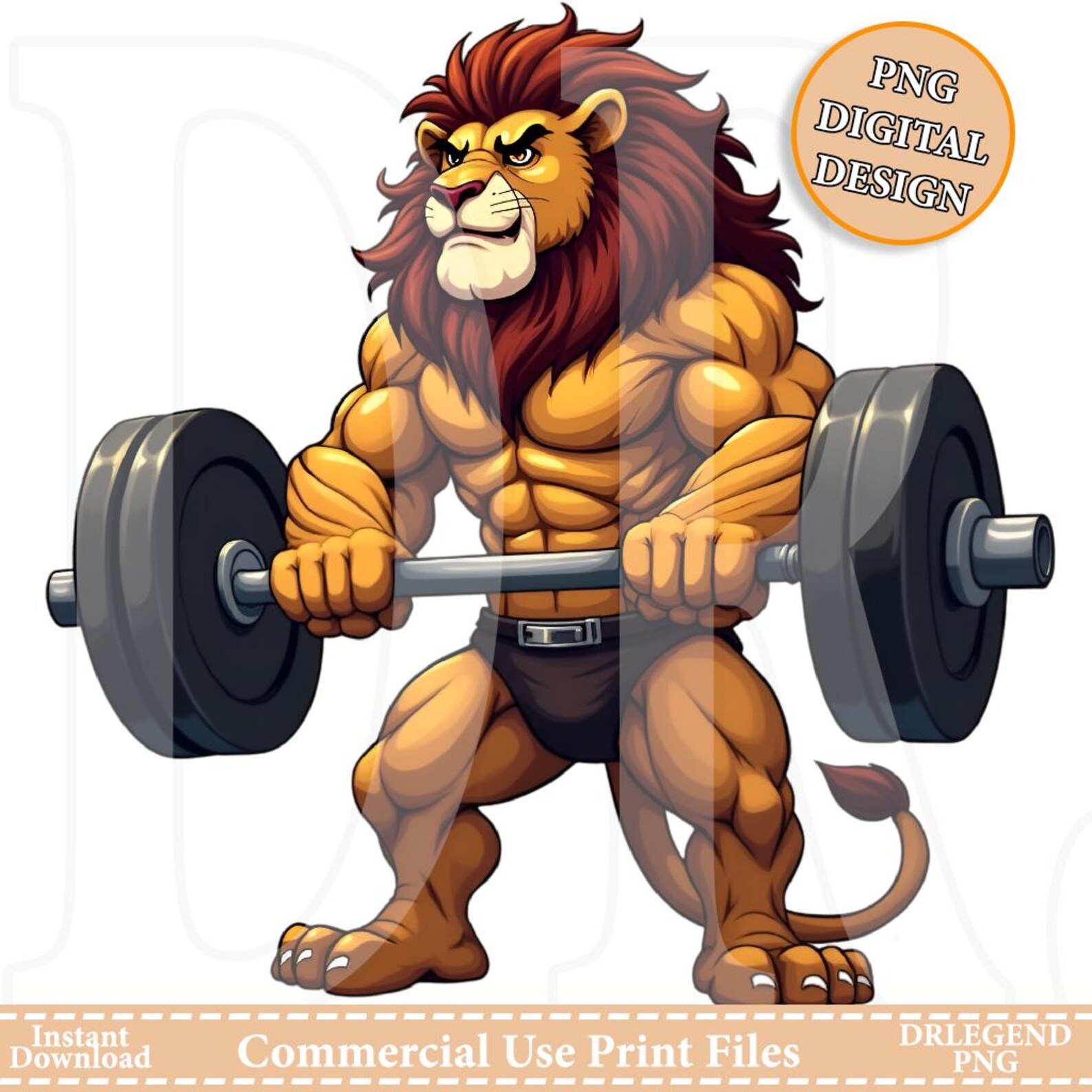 Muscular Lion Gym Art L Strength Workout SVG & PNG L Bodybuilding Lion ...