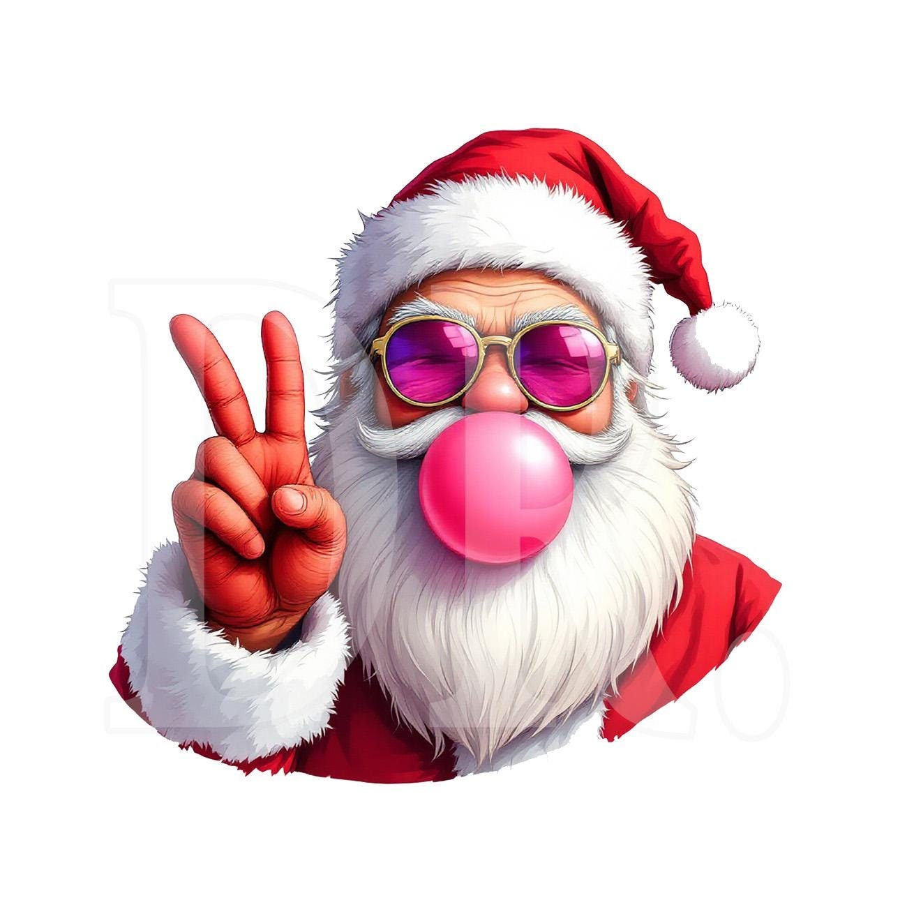 Retro Santa Blowing Bubble PNG, Vintage Merry Christmas Santa With ...