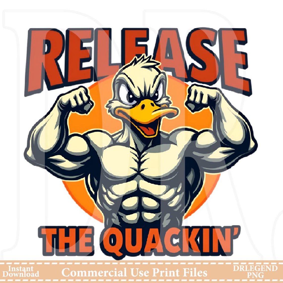 Release the Quackin' PNG Funny Duck Weightlifting Design Gym Humor ...