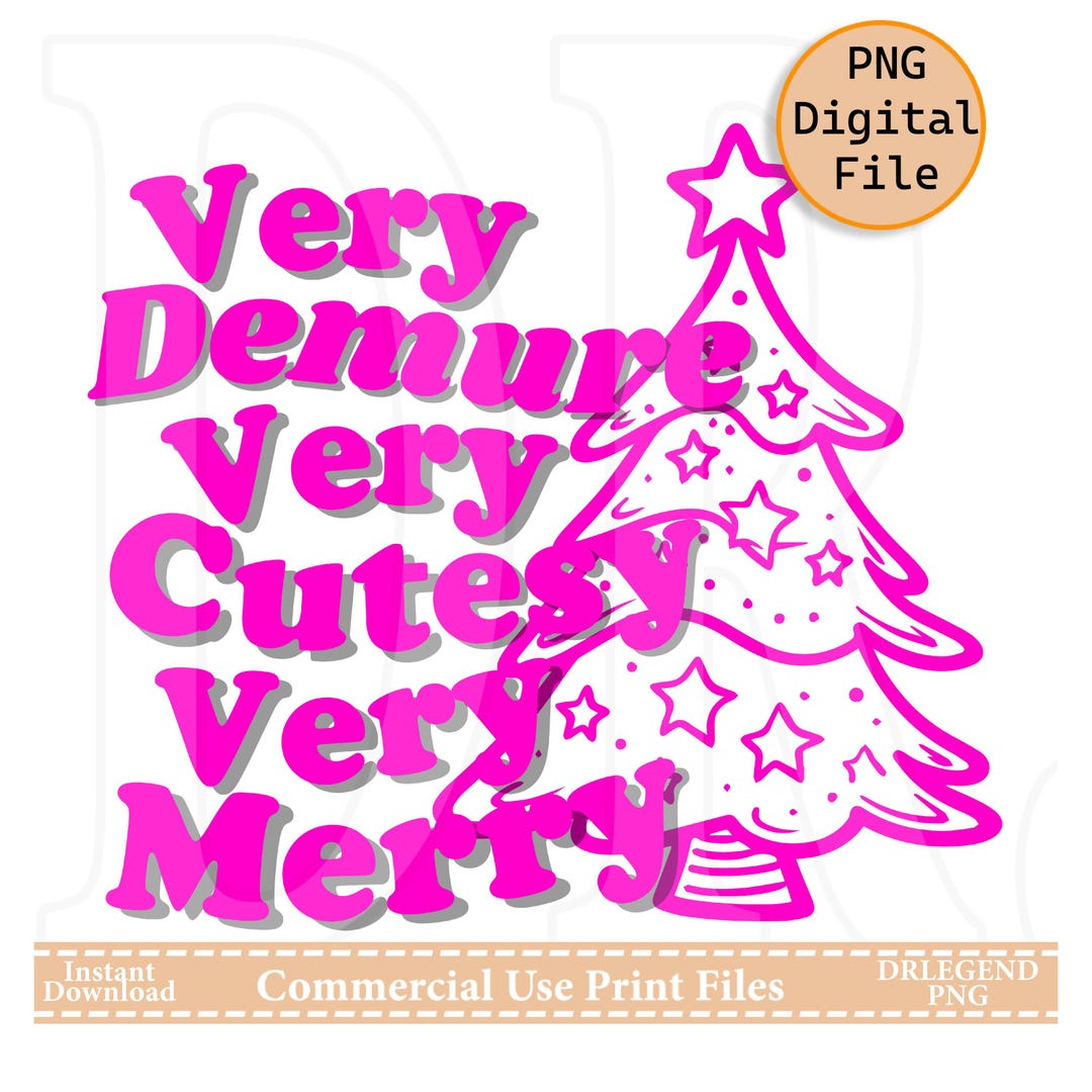 Pink Very Demure Very Cutesy Very Merry Christmas Tree PNG | Demure X ...