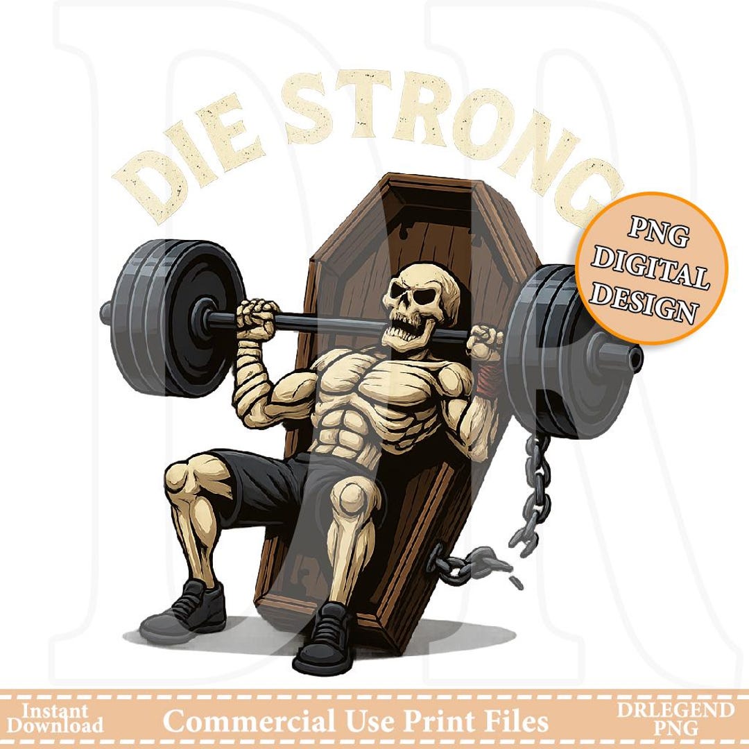 Die Strong Gym PNG – Skeleton Bench Pressing From Coffin Digital Art ...