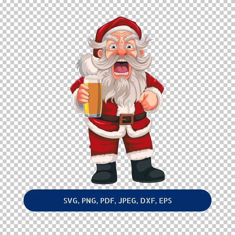 Santa SVG Christmas Clipart Angry Santa Beer Svg Christmas - Etsy