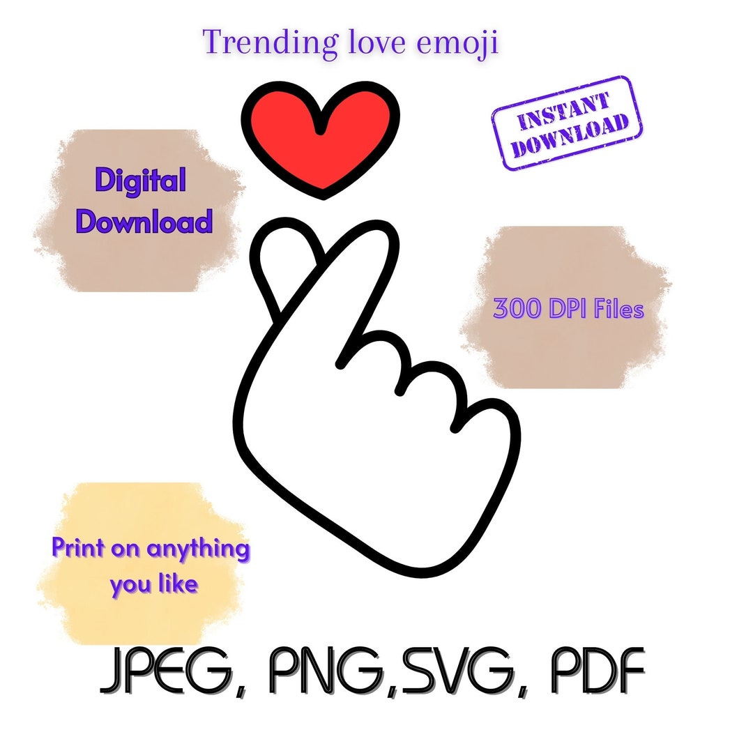 Korean Love Emoji SVG Korean Heart Emoji Digital Download K Drama Icon ...