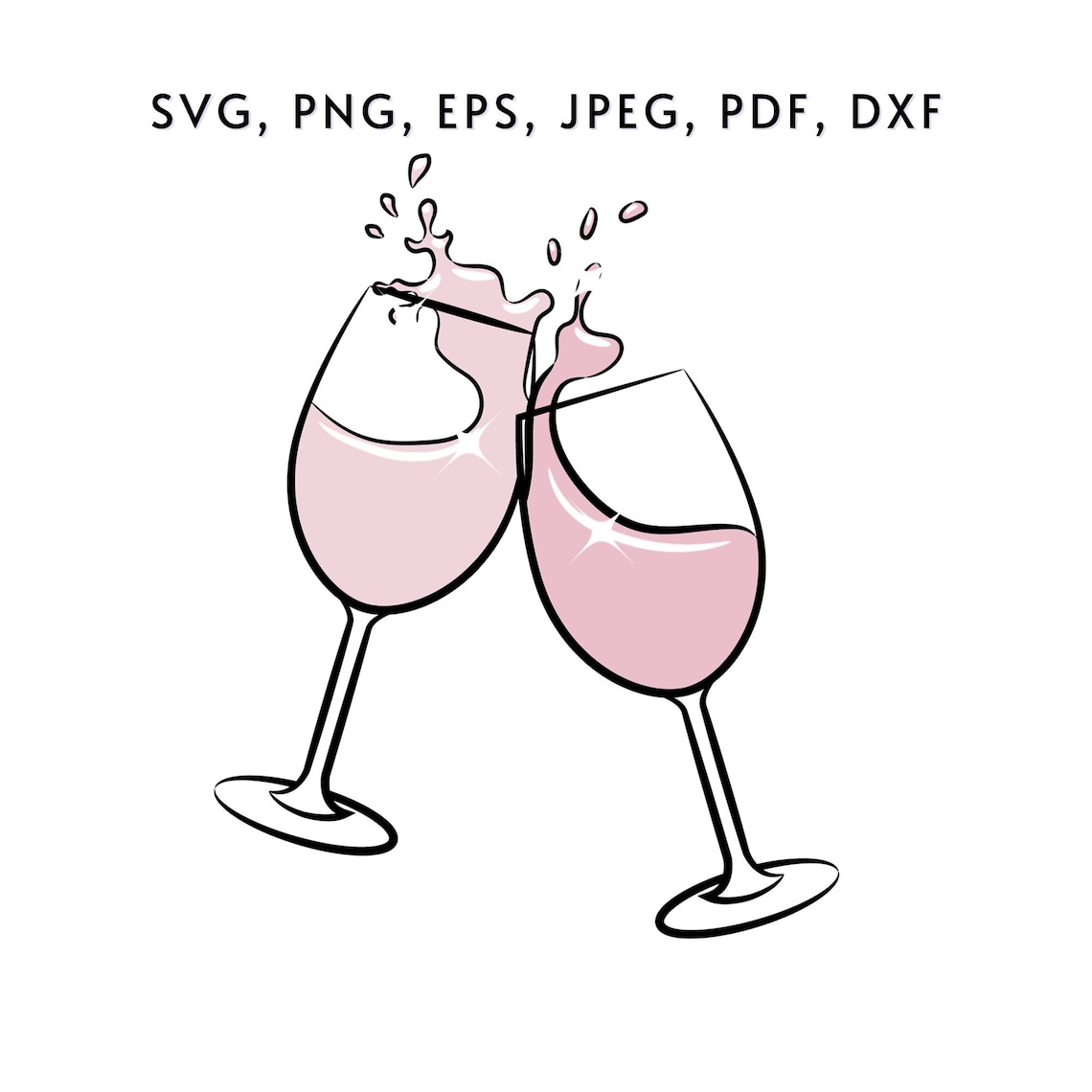 Champagne Glass SVG Clipart Rose Wine Glass Cheers Clipart Instant ...