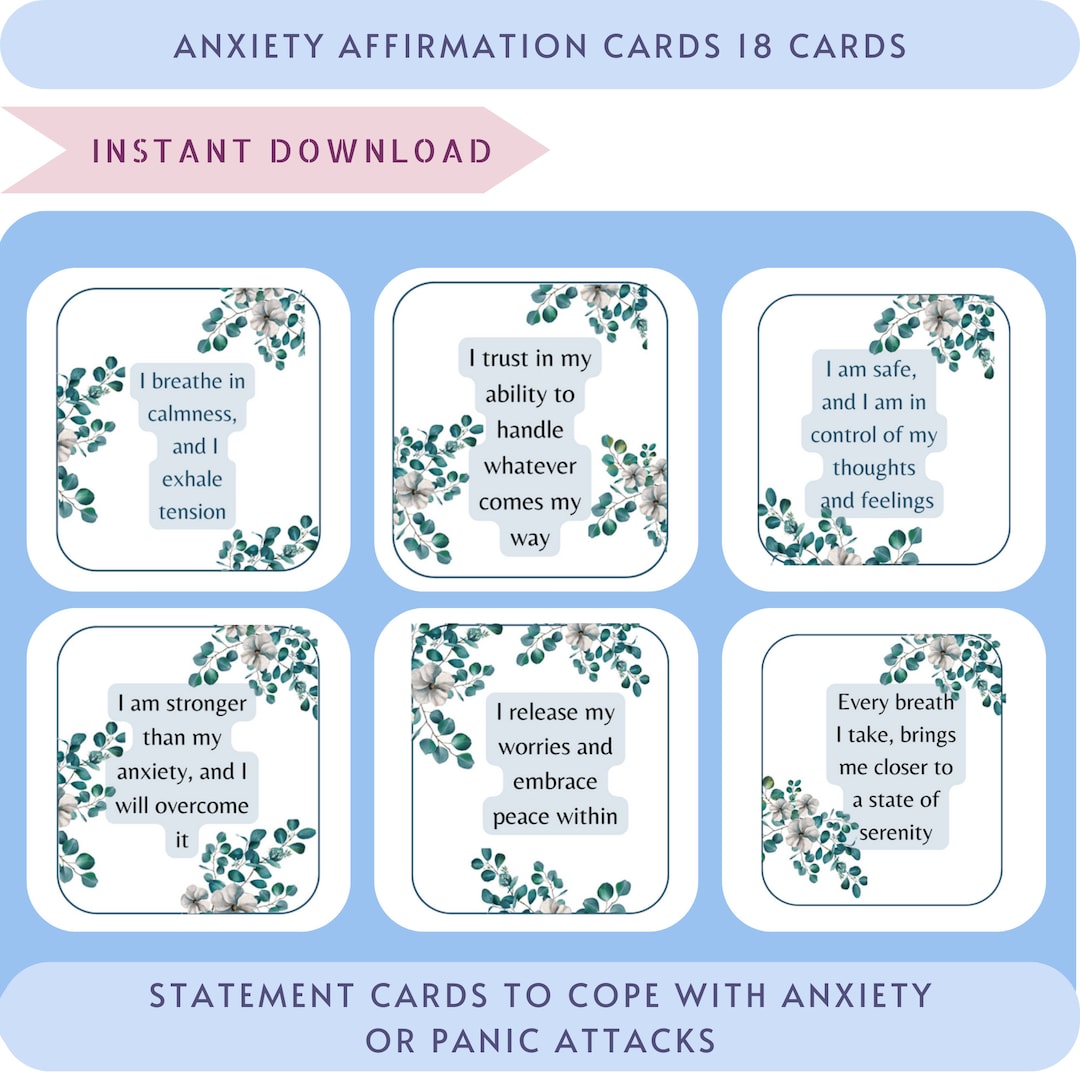 Anxiety Affirmation Statement Card Instant Download Affirmation ...