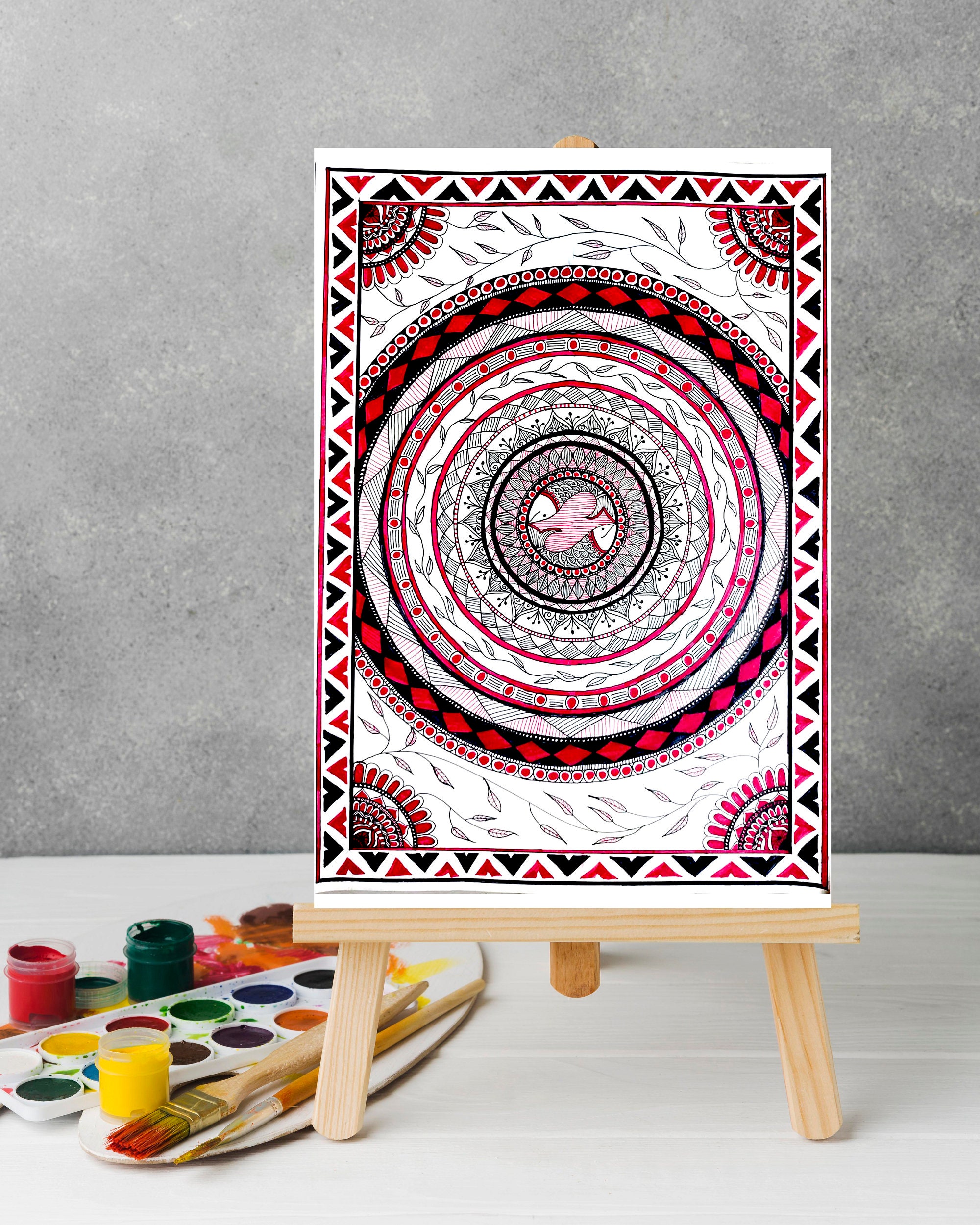 Godna Madhubani Art A3 Size for Drawing Room Living Room - Etsy