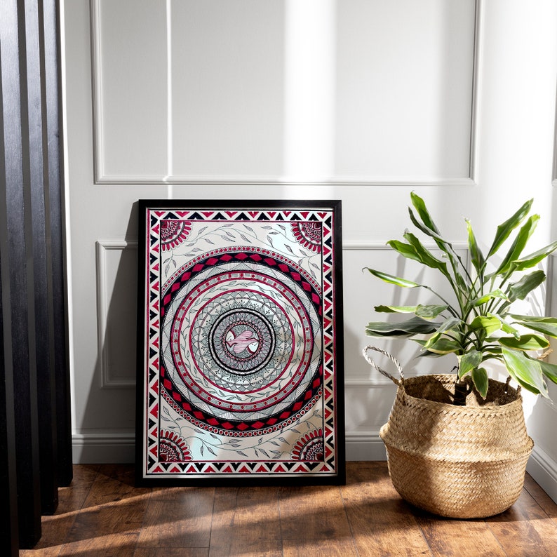 Godna Madhubani Art A3 Size for Drawing Room, Living Room, Bedroom - Etsy