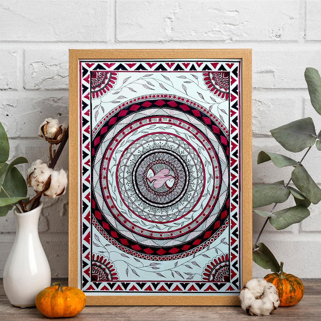 Godna Madhubani Art A3 Size for Drawing Room, Living Room, Bedroom - Etsy