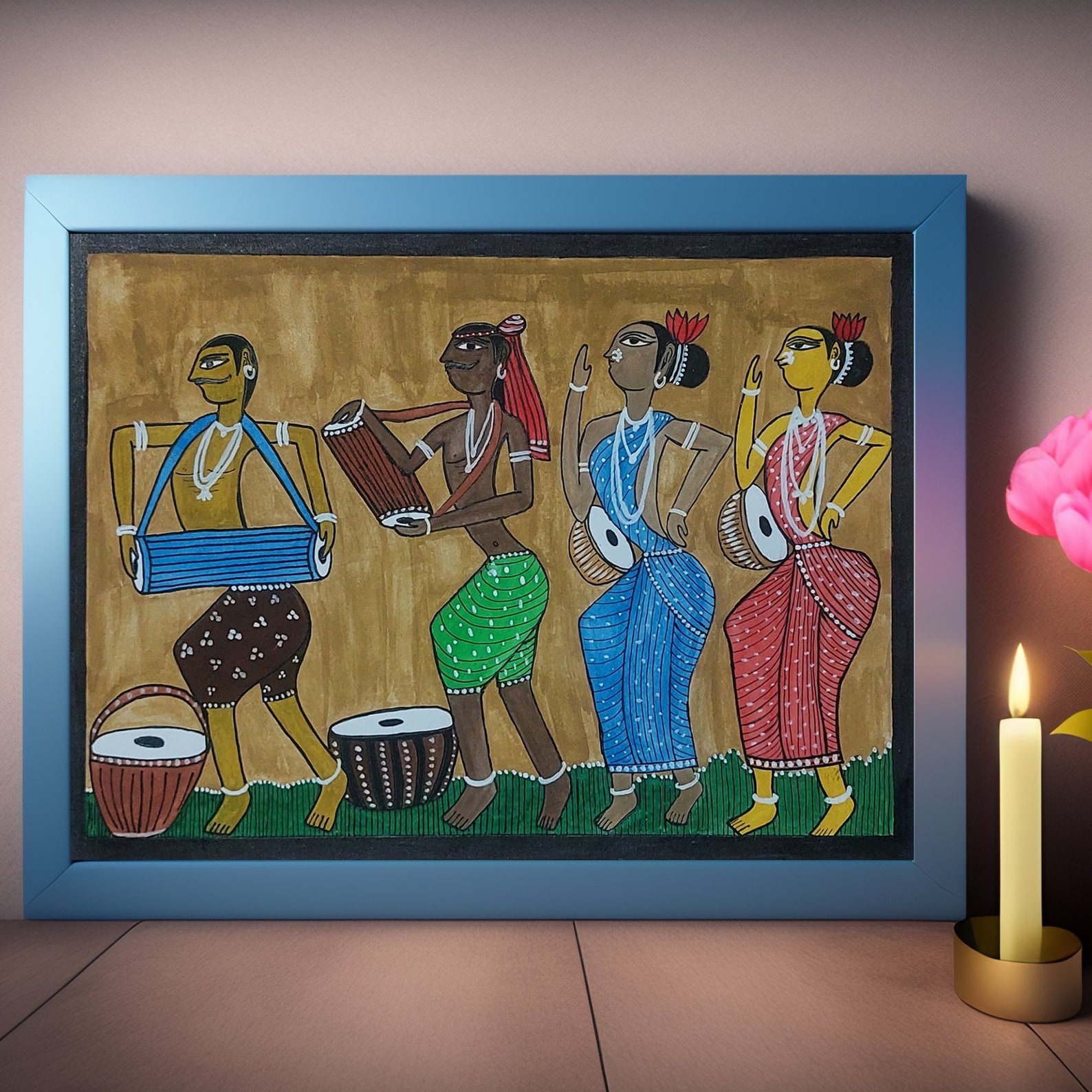 Santhal Painting A4 Size for Drawing Room, Living Room, Bedroom - Etsy