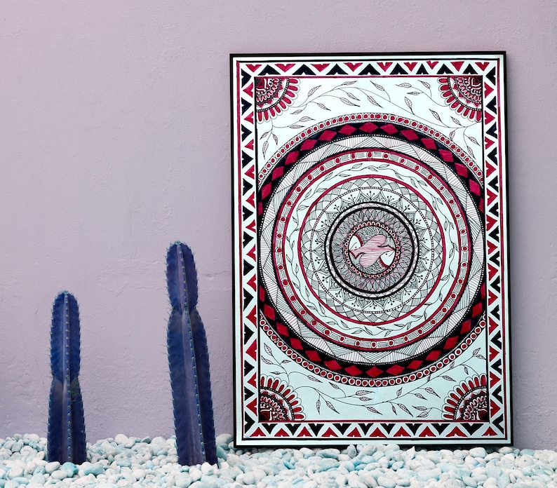 Godna Madhubani Art A3 Size for Drawing Room, Living Room, Bedroom - Etsy