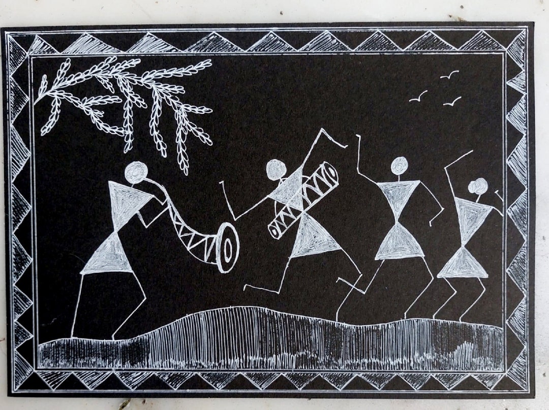 Warli Art A4 Size for Drawing Room, Living Room, Bedroom - Etsy