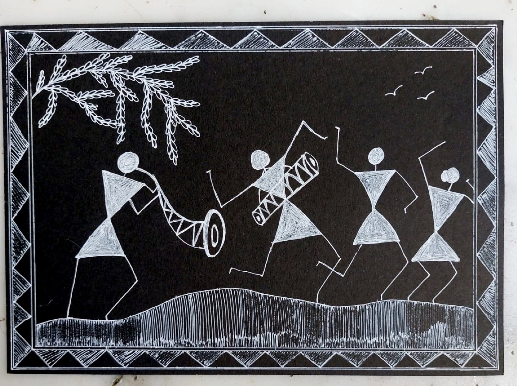 Warli Art A4 Size for Drawing Room, Living Room, Bedroom - Etsy
