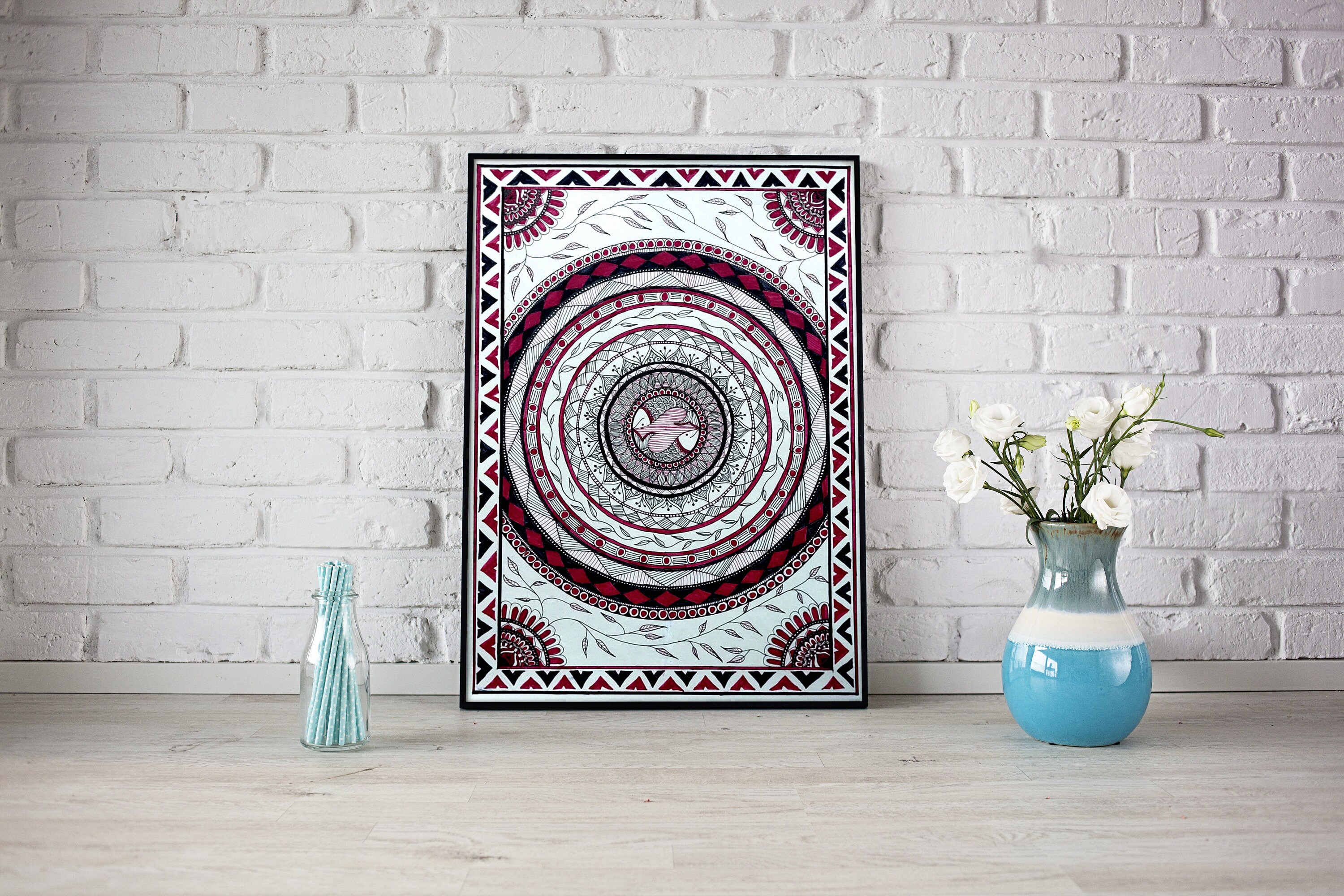 Godna Madhubani Art A3 Size for Drawing Room, Living Room, Bedroom - Etsy