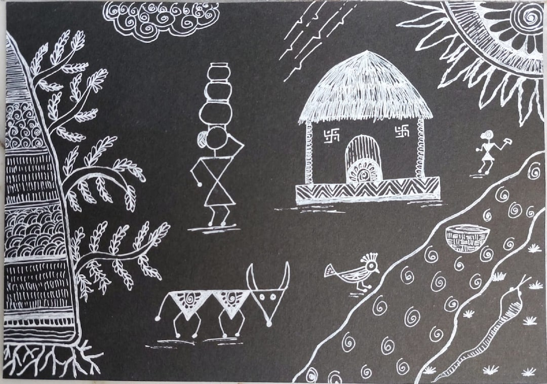 Warli Art A4 Size for Drawing Room Living Room Bedroom - Etsy