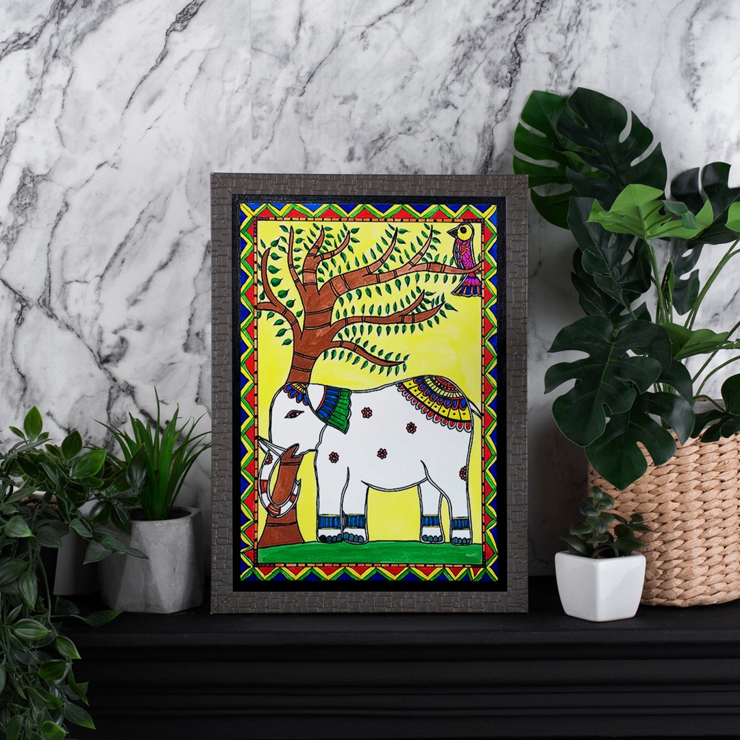 Bharni Madhubani Art A4 Size for Drawing Room, Living Room, Bedroom ...