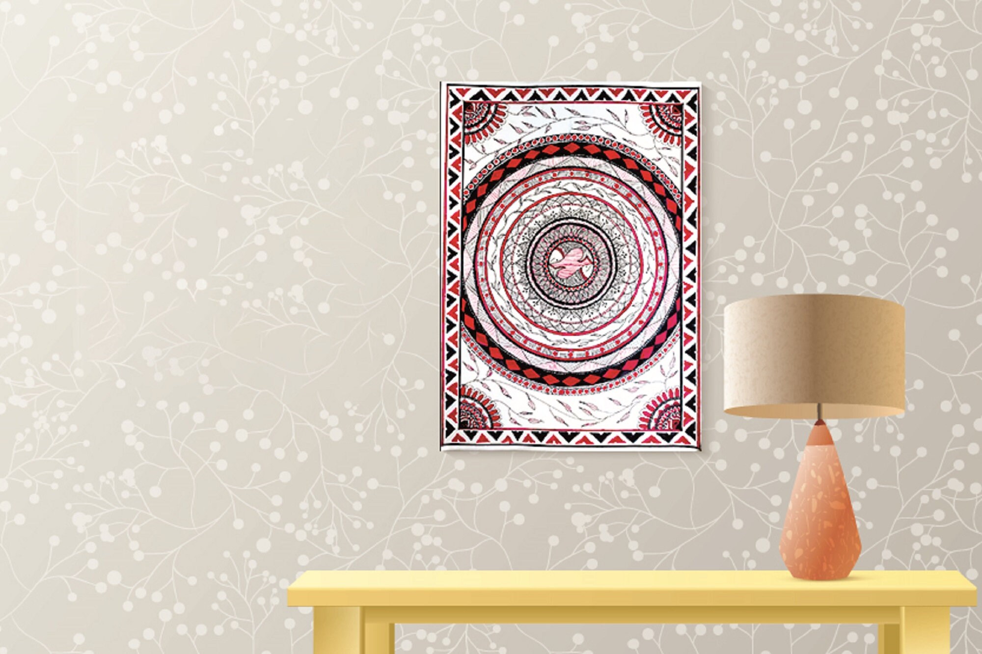 Godna Madhubani Art A3 Size for Drawing Room Living Room - Etsy