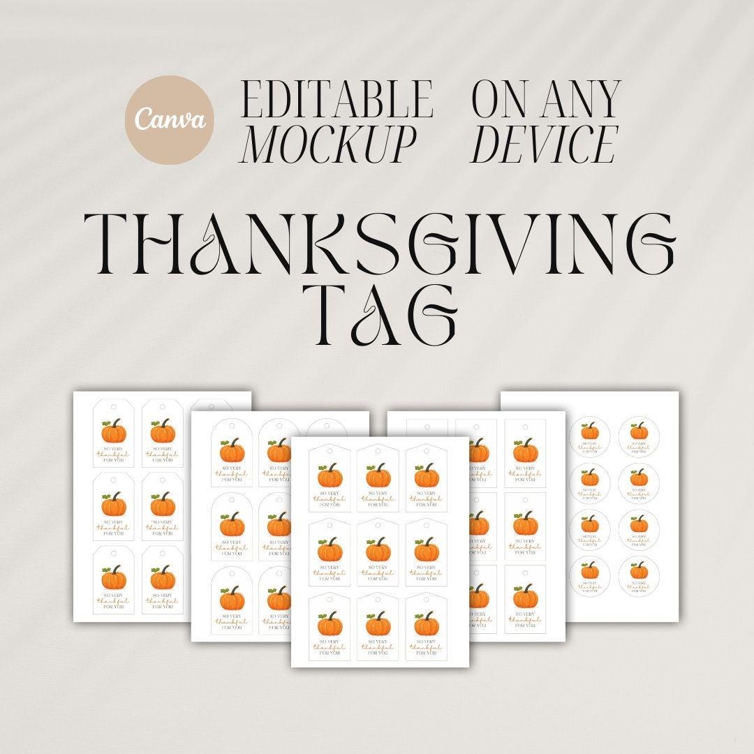 Editable Fall Thanksgiving Tag so Very Thankful for You Friendsgiving ...