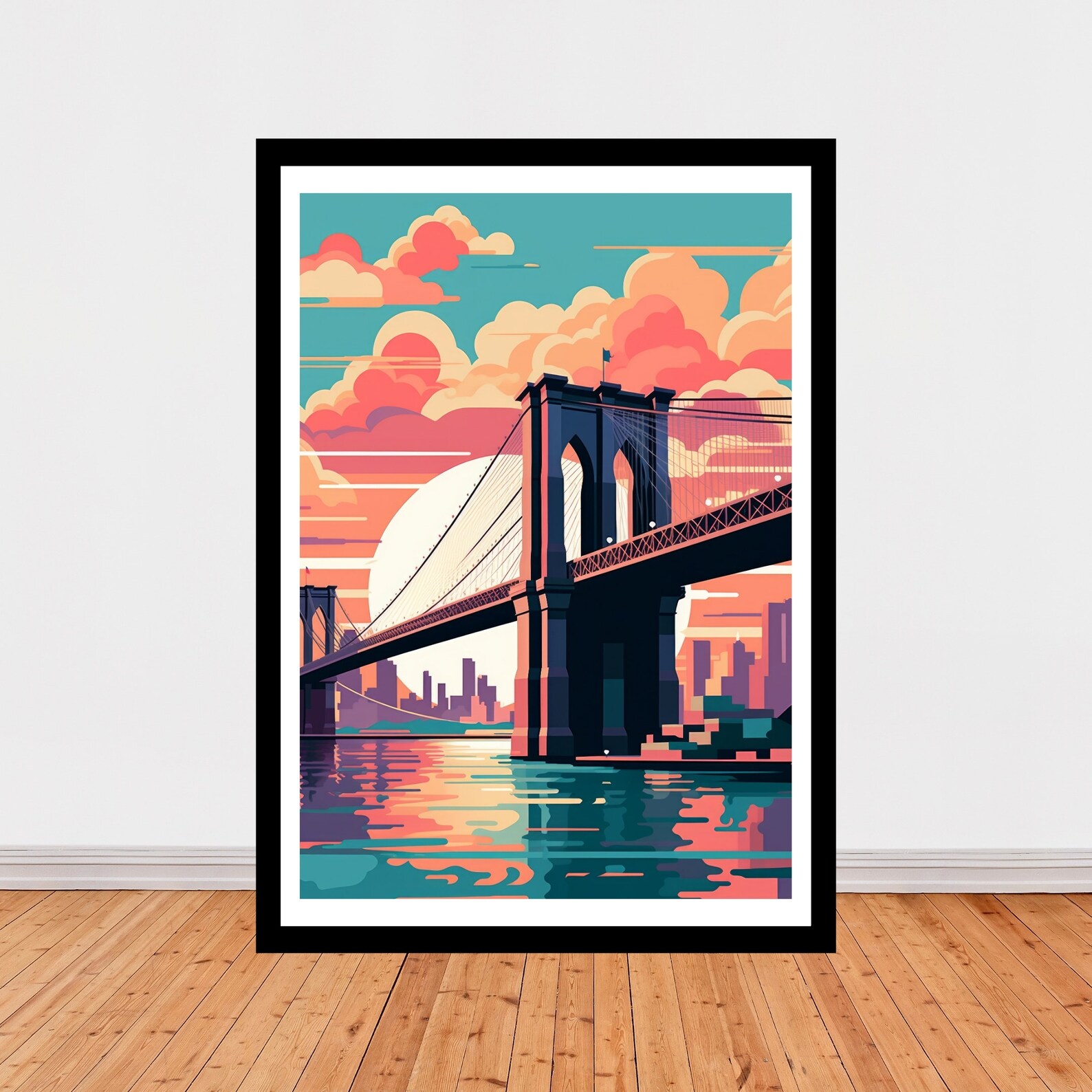 Brooklyn Bridge Poster, New York Wall Art, Travel Poster, Brooklyn ...