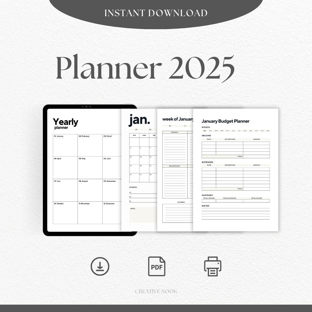 2025 Printable Planner Digital Daily, Monthly and Weekly Planner ...