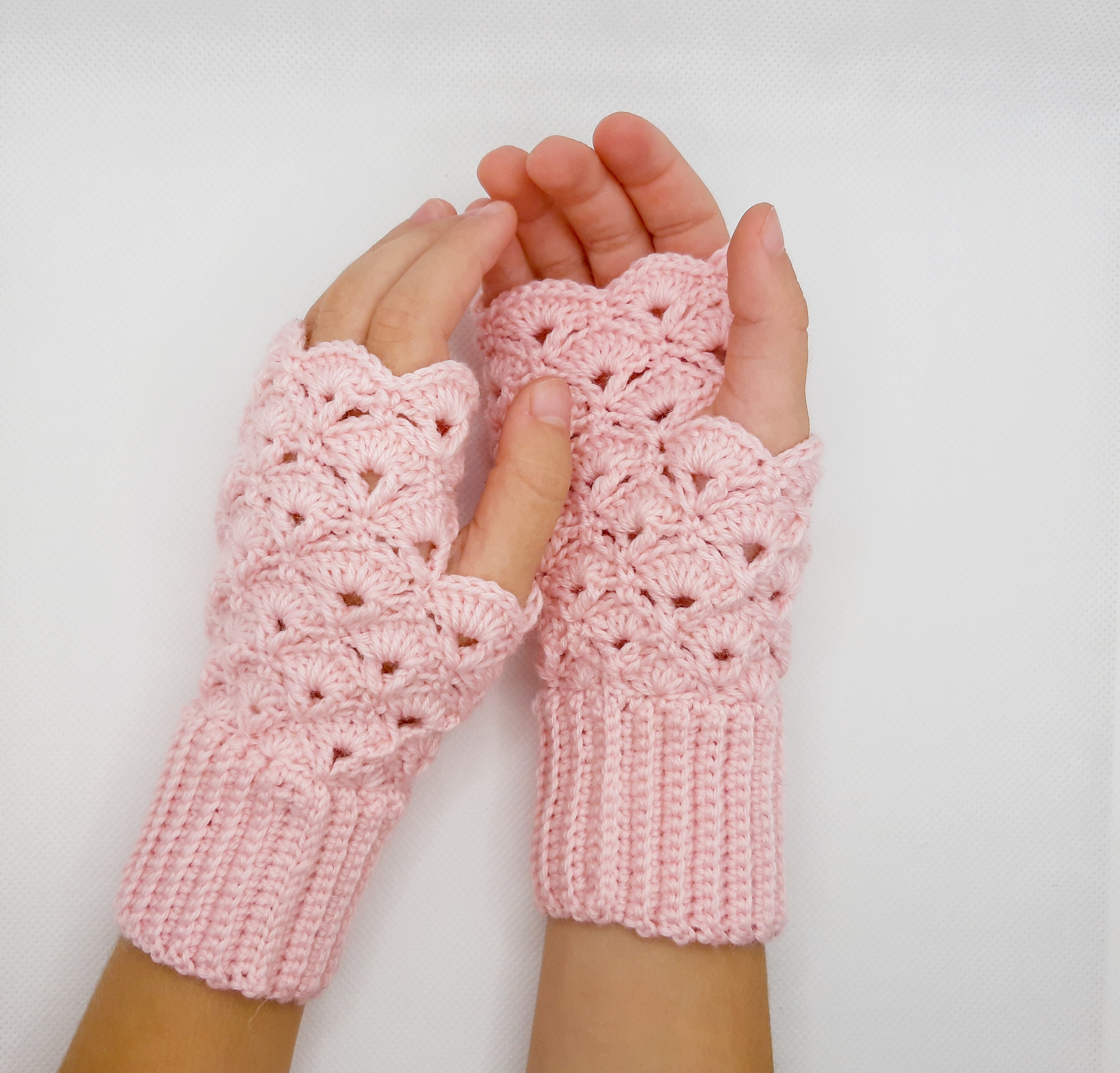 Mittens for Children Crochet Pattern. Pink Fingerless Gloves - Etsy