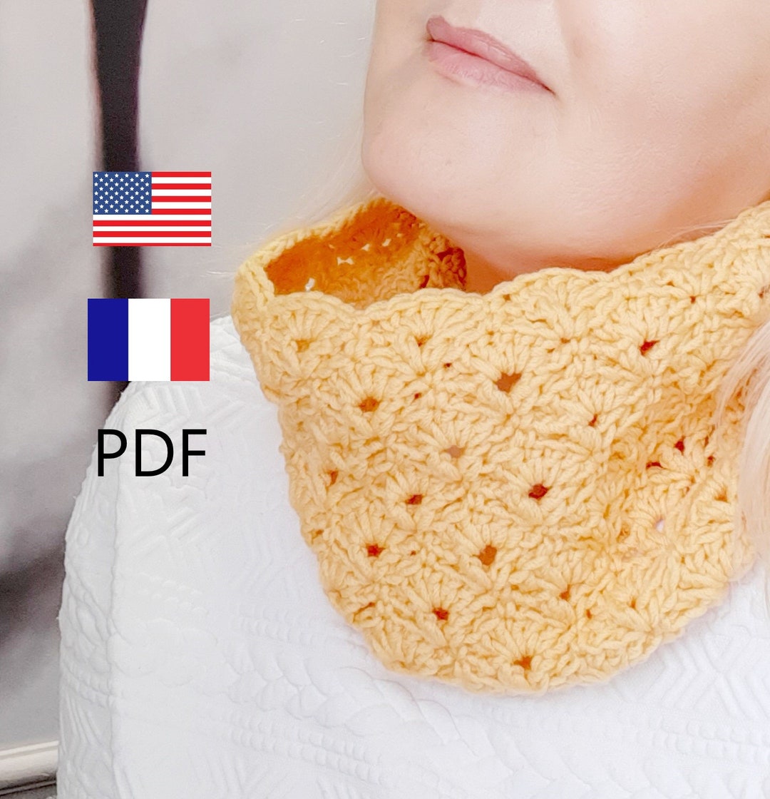 Crochet Cowl Pattern French Translation. Crochet Snood Tutorial. Neck ...