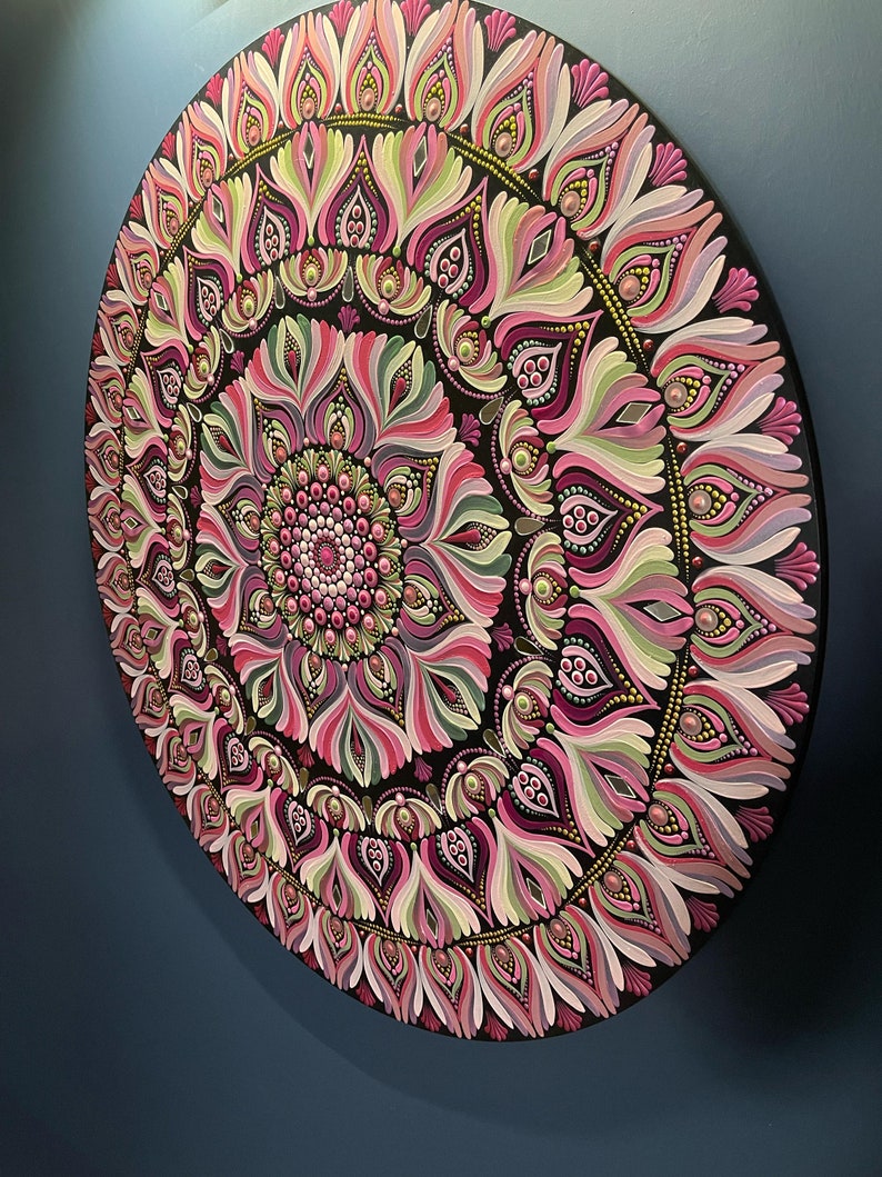 2.63x2.63 Ft Handmade Mandala,home Decor,mandala Art,the Meeting of ...