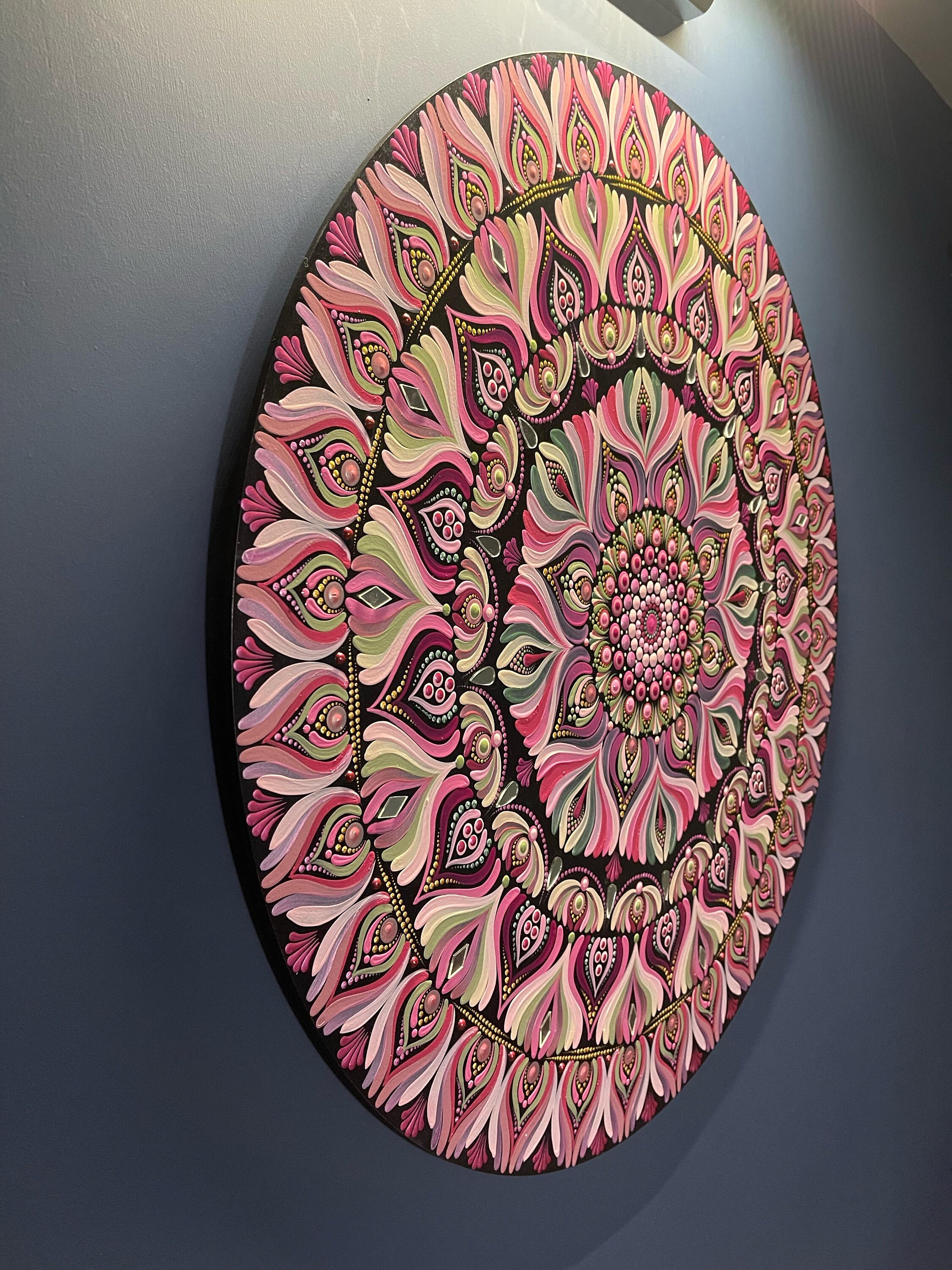 2.63x2.63 Ft Handmade Mandala,home Decor,mandala Art,the Meeting of ...